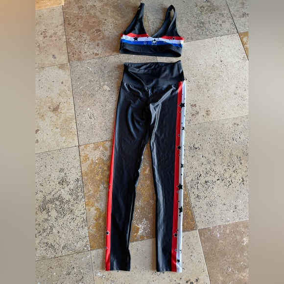 Goldsheep | Pants & Jumpsuits | Goldsheep Set Leggings Top Bra Usa Flag ...